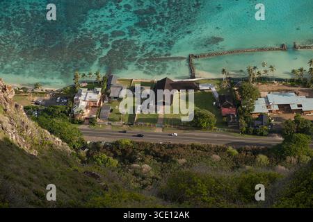 Aerial view of Shriners Beach Club, Waimanalo, Honolulu, Oahu, Hawaii ...
