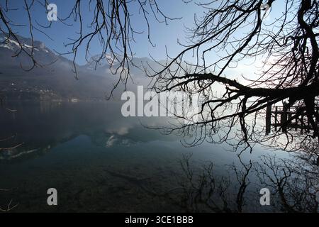 frosty winter morning at lake annecy in france Stock Photo - Alamy