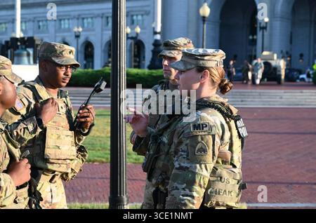 Members of the District of Columbia National Guard patrol Union Station ...