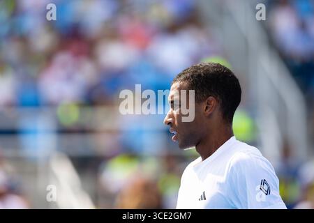 Felix Auger-Aliassime of Canada looks on before the Round Robin singles ...