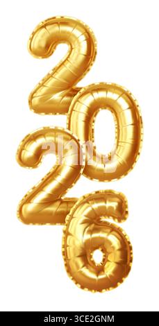 Golden 2026 Number Balloons Isolated on White Background, Vector ...