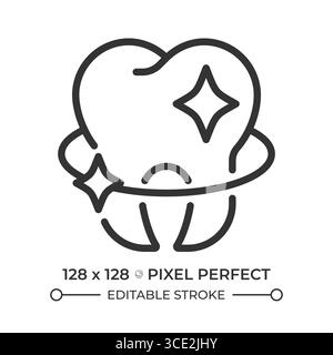Healthy shining tooth icon. Pixel perfect, editable stroke art Stock ...