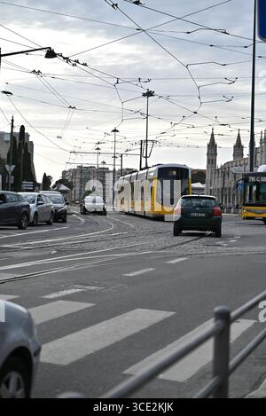 Aerial view, streetcar museum in the former locomotive repair workshop ...