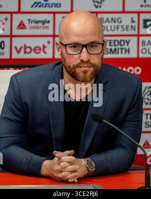Thiago Scuro seen during the press conference before the Auxerre-Nice ...