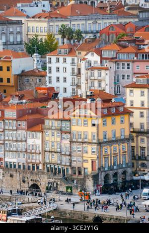 Detailed View Of The Colorful, Historic Ribeira District Waterfront In ...