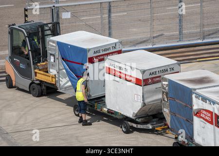 Duesseldorf Airport, Unit Load Devices, ULD, containers for baggage and ...