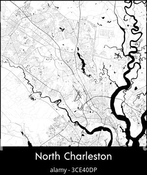 Charleston city map, United States - Topographic vector map poster ...