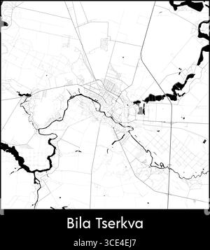 Bila Tserkva city map, Ukraine. Municipal administrative borders, black ...