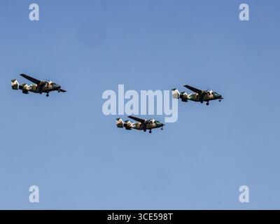 August 15, 2025, Warsaw, Poland: A military parachutist performs a jump ...