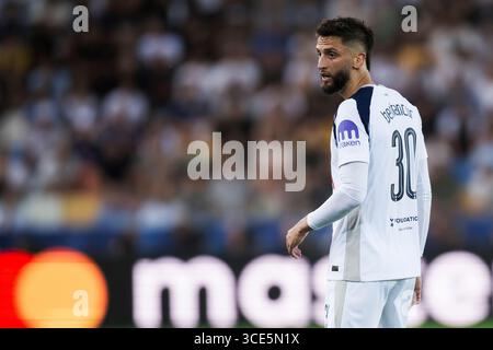 Rodrigo Bentancur of Tottenham Hotspur on the ball during the Premier ...