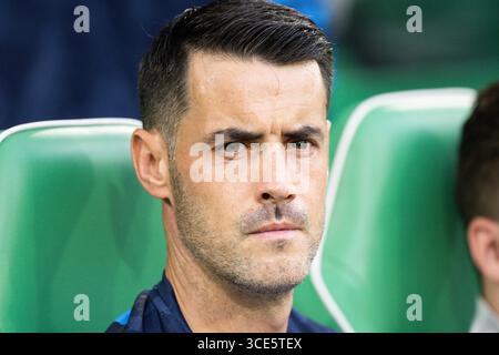GLASGOW, SCOTLAND - AUGUST 15: Falkirk's Keelan Adams and Celtic’s ...
