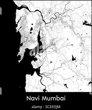 Minimal city map of Mumbai (India Asia)Minimal city map of Mumbai ...