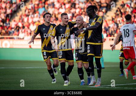 Isi Palazon of Rayo Vallecano celebrates a goal 1-2 during the UEFA ...