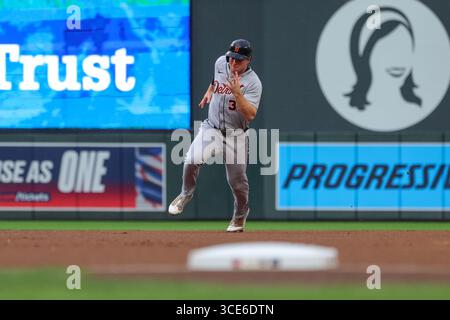 Detroit Tigers' Colt Keith runs the bases after hitting a solo home run ...