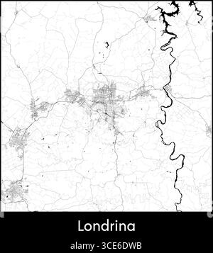 Londrina city vector map poster. Brazil municipality square linear ...