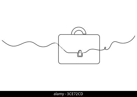 Briefcase office bag continuous one line drawing of outline vector ...