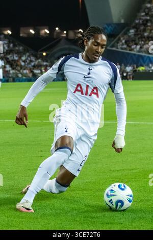 Djed Spence of Tottenham Hotspur on the ball during the Burnley v ...