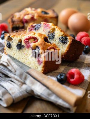 Frangipane tart with red berries. Traditional Italian recipe Stock ...