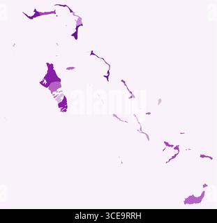 Map of the Bahamas with regions. A simple country border map with ...