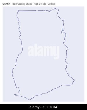 Ghana plain country map. High details. Outline regions style. Shape of ...