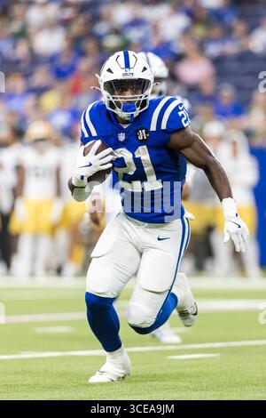Indianapolis Colts running back DJ Giddens makes a catch before a ...