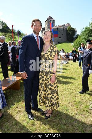 Princess Marie Caroline of Liechtenstein and Leopoldo Maduro Vollmer come out of the church ...