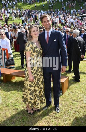 Princess Marie Caroline of Liechtenstein and Leopoldo Maduro Vollmer come out of the church ...