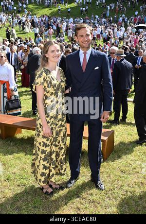 Princess Marie Caroline of Liechtenstein and Leopoldo Maduro Vollmer come out of the church ...