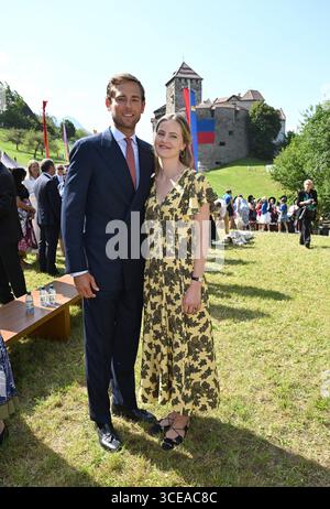 Princess Marie Caroline of Liechtenstein and Leopoldo Maduro Vollmer come out of the church ...