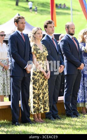 Princess Marie Caroline of Liechtenstein and Leopoldo Maduro Vollmer come out of the church ...