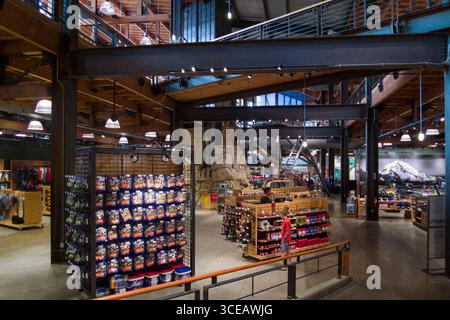 Large two story retail space inside REI flagship store in Seattle, King ...
