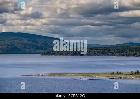 Sandbars in Gulf of St Lawrence near Gaspé, La Côte-de-Gaspé, Québec ...