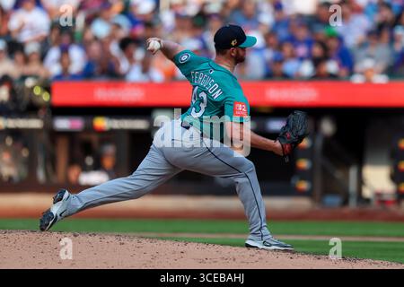 Seattle Mariners pitcher Caleb Ferguson throws against the Toronto Blue ...