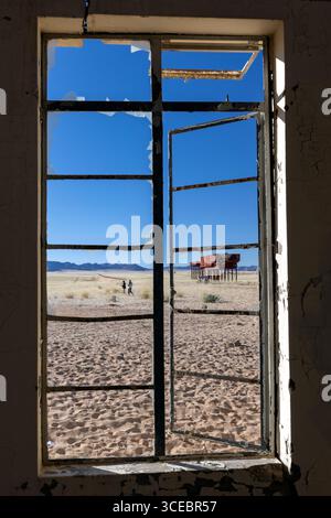 View through window of the Garub Railway Station - between Aus and ...