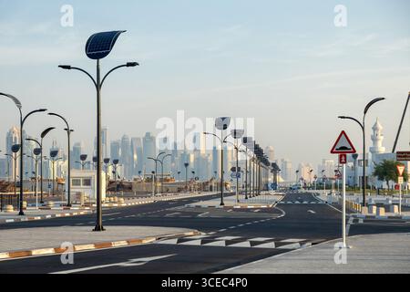 Doha, Qatar - February 12, 2023: Doha Skyline view from Corniche road ...