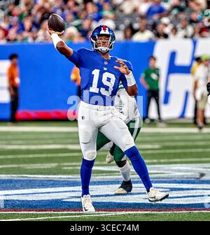 New York Giants quarterback Jameis Winston (19) reacts during an NFL ...