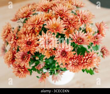 Beautiful orange chrysanthemums in the garden Stock Photo - Alamy