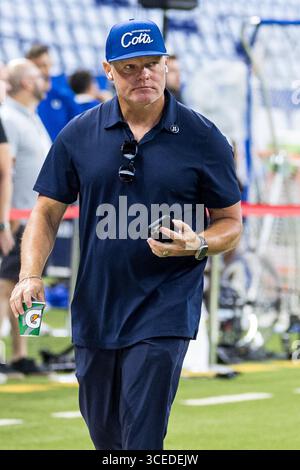 Indianapolis Colts general manager Chris Ballard greet defensive end ...