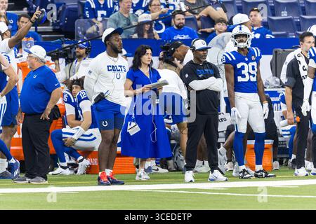 Indianapolis Colts owner Carlie Irsay-Gordon comes onto the field ...