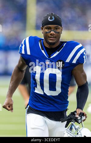 Indianapolis Colts wide receiver Adonai Mitchell makes a catch before ...