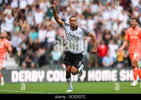 Derby County's Carlton Morris celebrates scoring their side's second ...