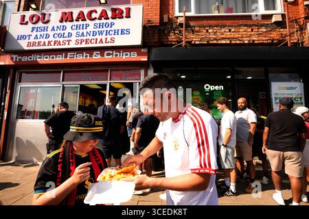 Fans out side Old Trafford during the Premier League match Manchester ...