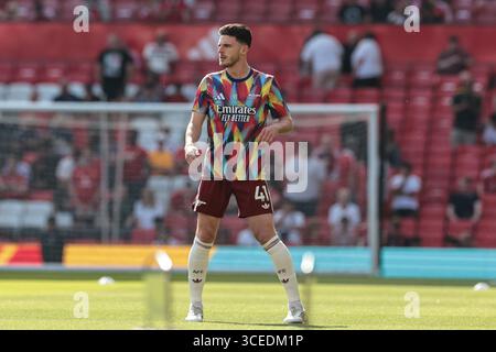 Declan Rice of Arsenal in the pregame warmup session during the Premier ...