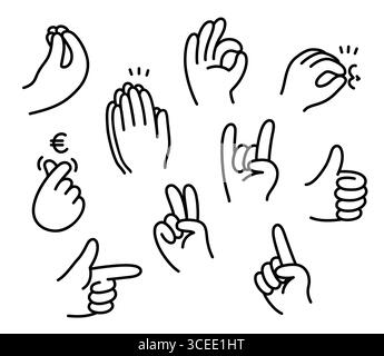 Set with hand drawn line art white snowflakes. Vector doodle ...