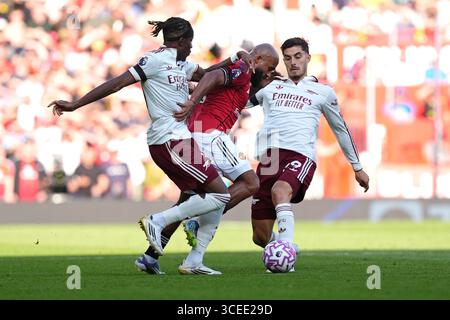 Manchester United's Bryan Mbeumo (centre right) and Nottingham Forest's ...
