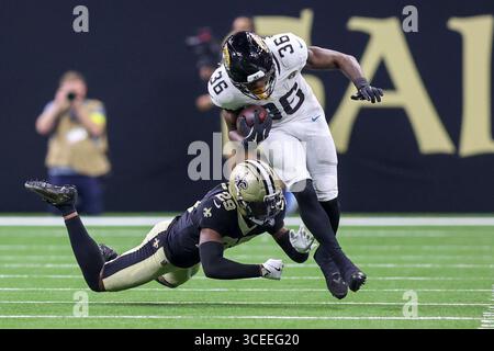 New Orleans Saints cornerback Quincy Riley (29) walks off the field ...