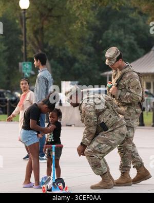 National Guard soldiers patrol outside Union Station, Tuesday, Sept. 2 ...
