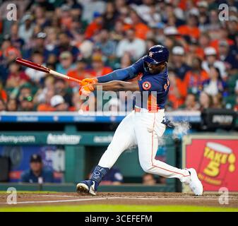 Houston Astros' Jesus Sanchez (4) on deck against the New York Yankees ...