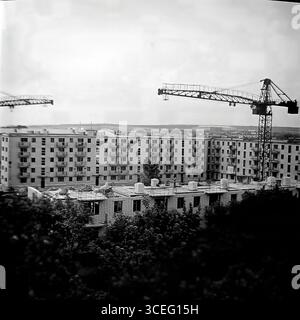 cranes and construction of new microdistrict in Kiev city Stock Photo ...