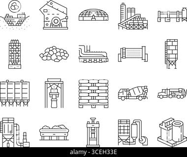 cement production gypsum icons set vector Stock Vector Image & Art - Alamy